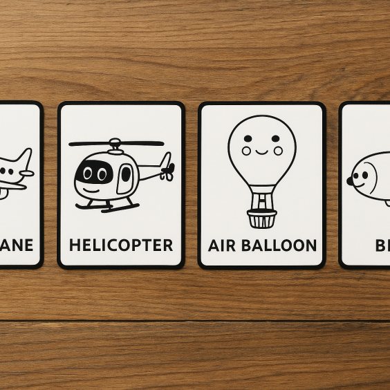 Black & White Air Transportation Flashcards for Autism Kids – PrntPixl
